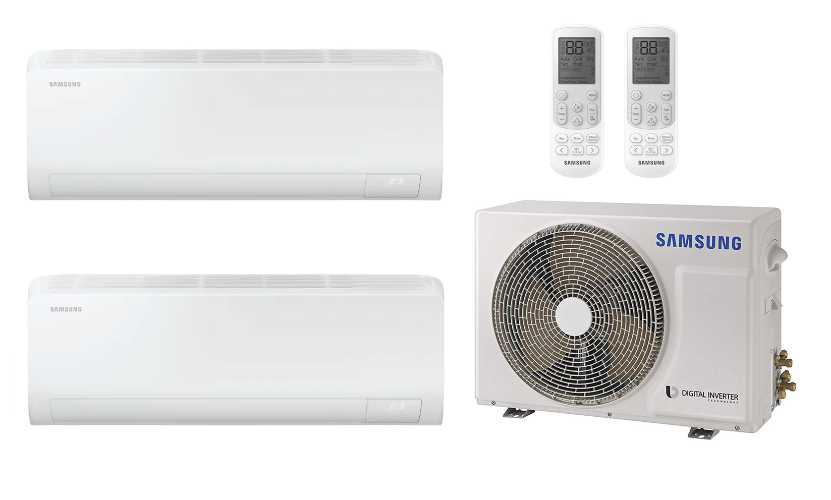 Samsung Multi Split Klimaanlage Luzon S2 4,0 kW mit 2x 2,5 kW Innenger ...
